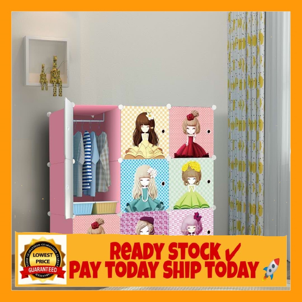 FLOWER GIRL 9C DIY Rack Storage Cabinet Wardrobe With Almari Hanger ...