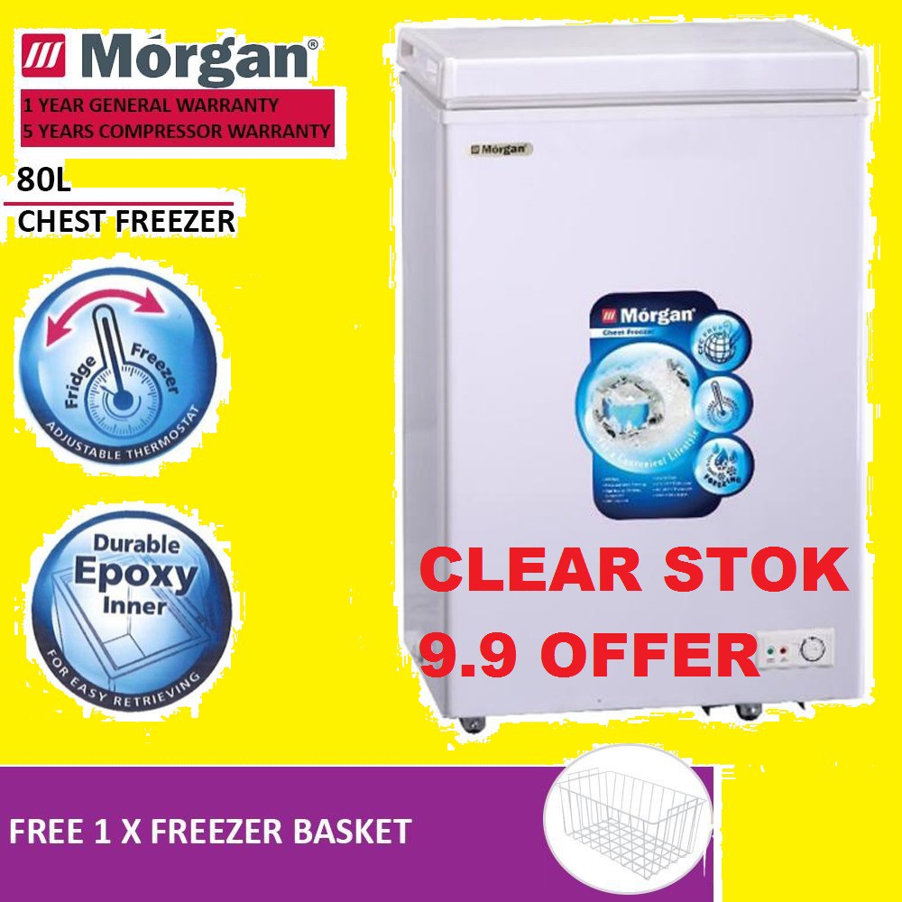* ️2023 OFFER ️* Morgan 80L Chest Freezer MCF-0958L/PETI BEKU BIGGER ...