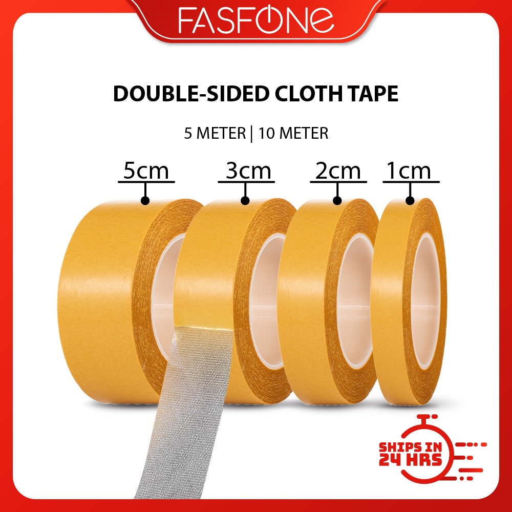 Double Sided Transparent Cloth Tape High Density Strong Adhesive 5M 10M 1CM 2CM 3CM 5CM | Shopee ...