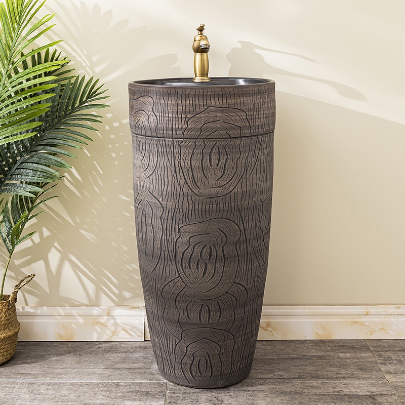 Ceramic Integrated Column Wash Basin Home Bathroom Washbasin Outdoor ...