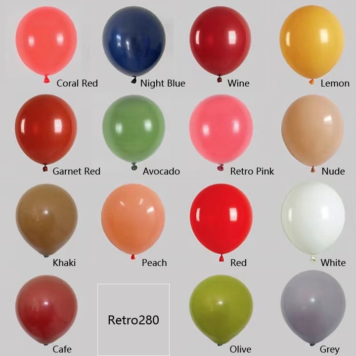 Vintage 12 INCH RETRO280 COLOR LATEX BALLOONS (1 PACK = 100 PCS) THICK ...