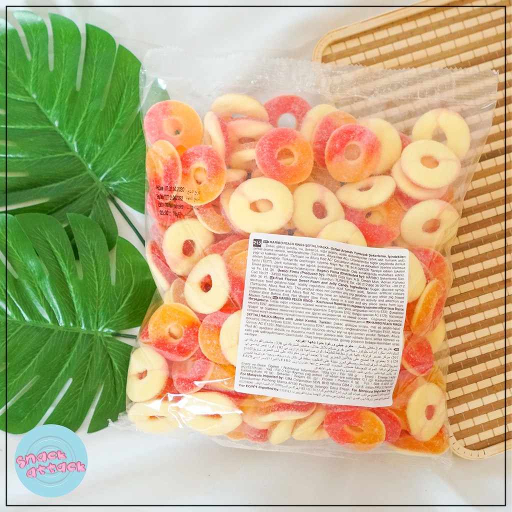 Haribo Peach Ring Gummy Candy [HALAL] - 1kg [READYSTOCK] | Shopee Malaysia