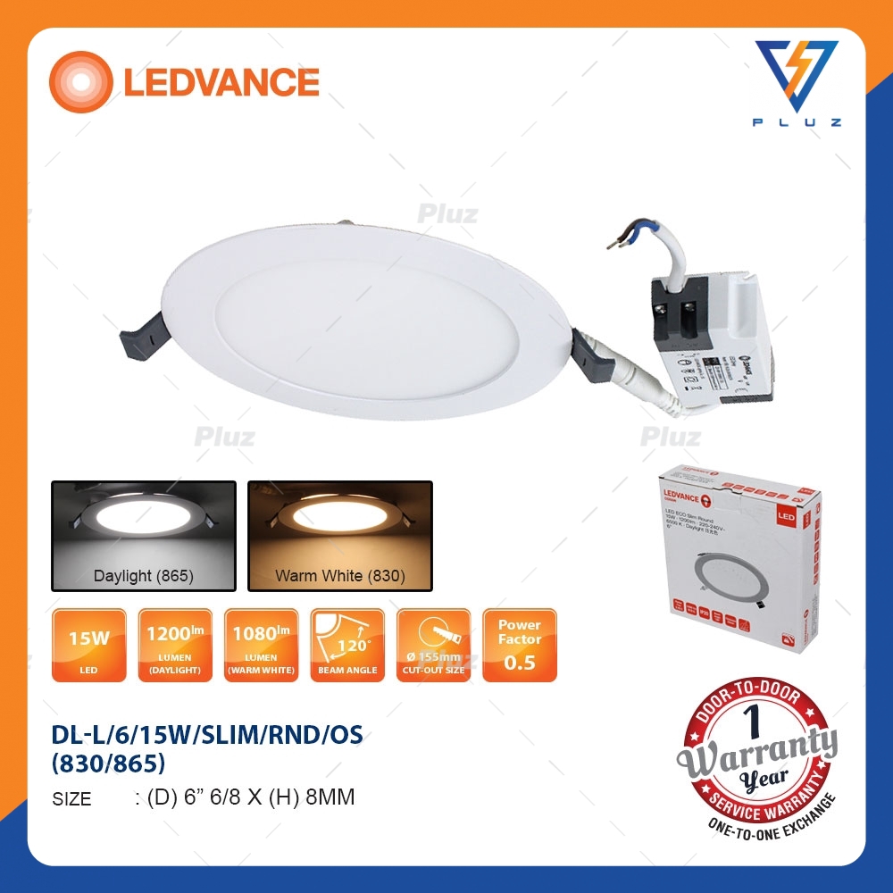 OSRAM LEDVANCE 15W/18W 6"/8" ROUND/SQUARE ECO SLIM LED DOWNLIGHT ...