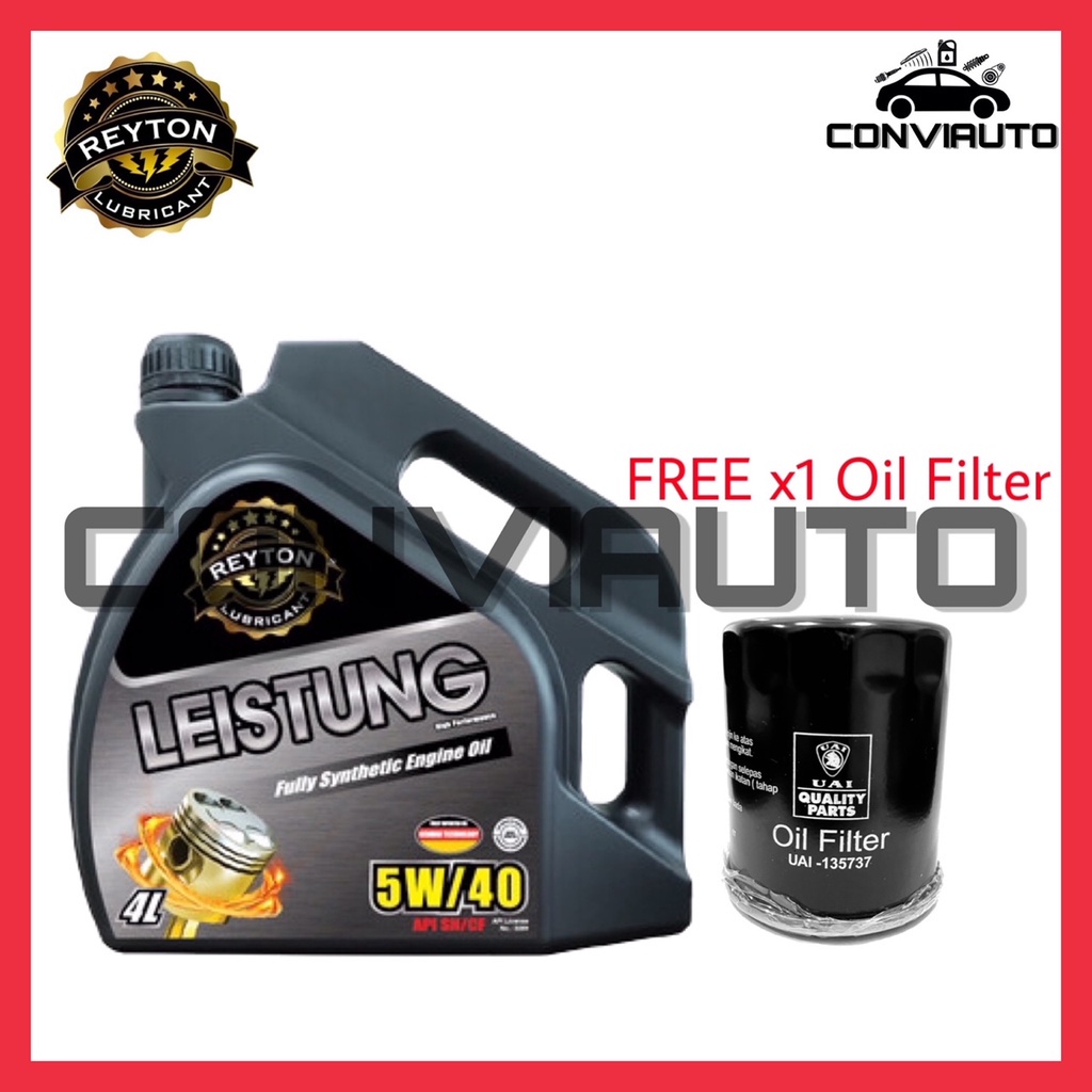 *MERDEKA PROMOTION* REYTON 5W40 FULLY SYNTHETIC ENGINE OIL 4L FREE x1 ...