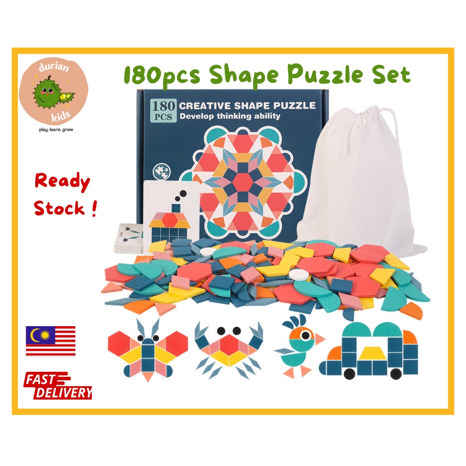 Creative Shape Puzzle/ 180pcs & 155pcs Wooden Pattern Block set ...