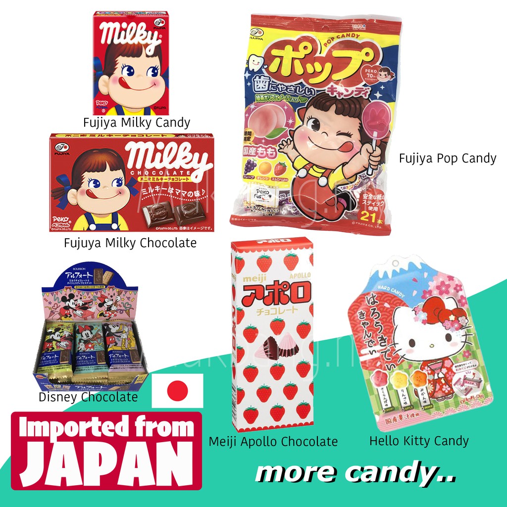 Japan Meiji Chocolate Fujiya Milky Chocolate Peko Sweet Candy Lollipop ...
