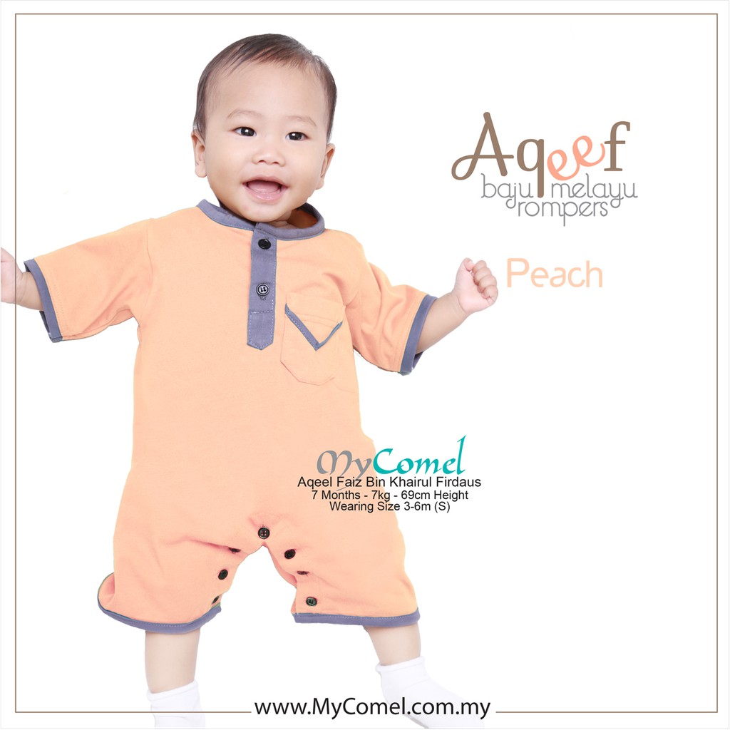 Baju Melayu Rompers AQEEF - (Peach) | Shopee Malaysia