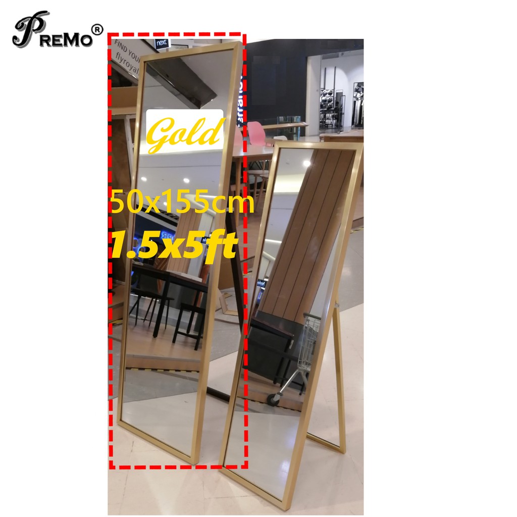 PREMO OOTD Standing Mirror- White -Shiny Gold or Wall Hanging Leaning ...