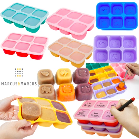 Marcus & Marcus Food Cube Tray Silicone (60 ml/2oz x 6) Baby Puree ...