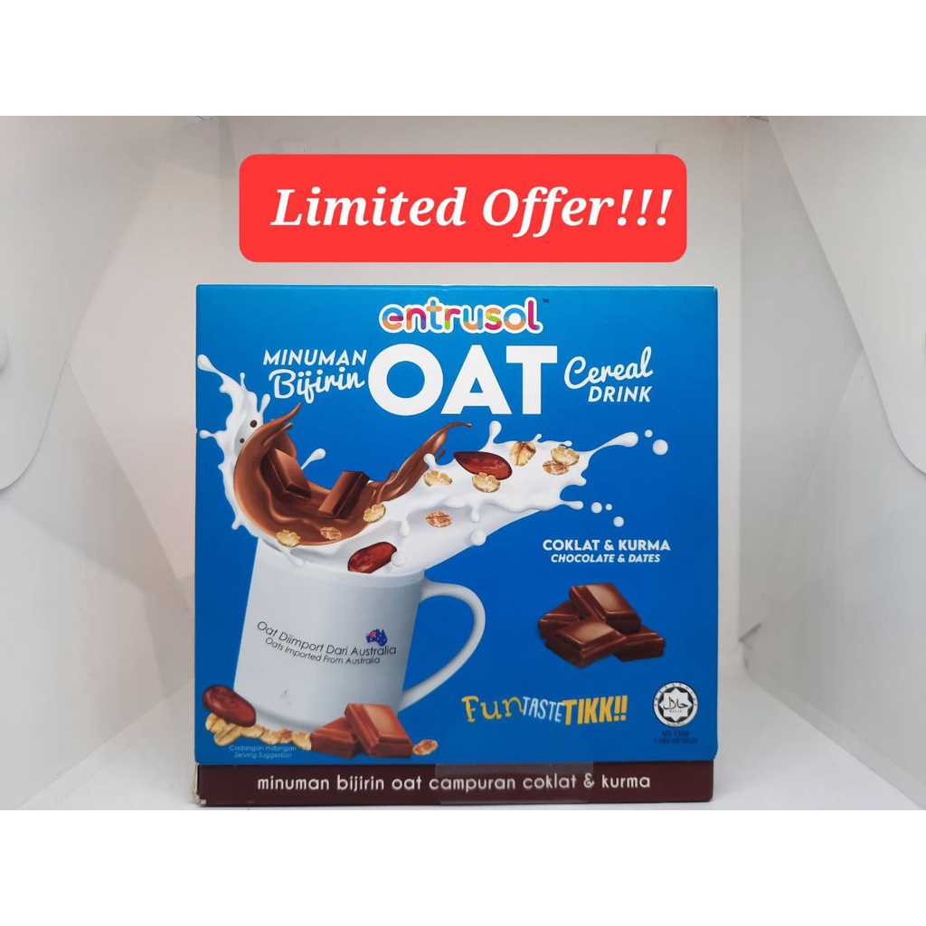 Minuman Kesihatan Susu Bijirin Oat Entrusol Coklat Kurma Halal Healthy ...