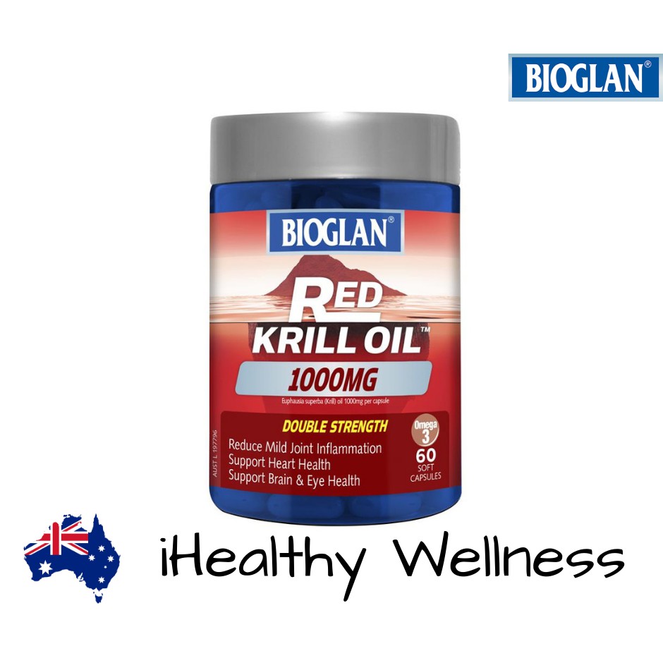 BIOGLAN Red Krill Oil Double Strength 1000mg (60 soft capsules ...