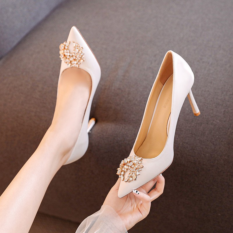 Wedding shoes MFW04-W04 woman wedding bridal shoes pointed rhinestone ...