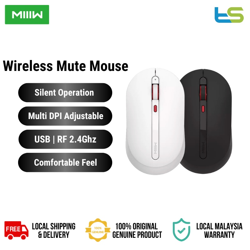MIIIW Wireless Mute Mouse 2.4GHz Wireless 1600DPI Optical Mouse with ...