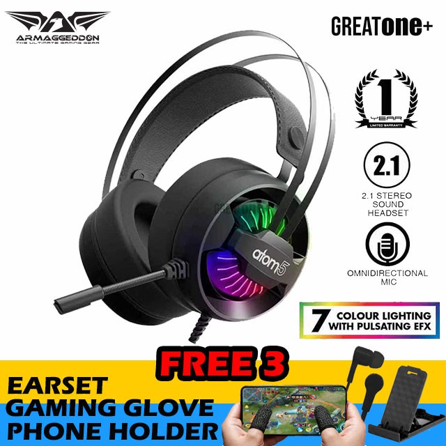 Armaggeddon Atom 5 Stereo Gaming Headphones with Mic | 7 Colour ...