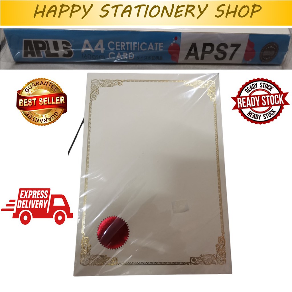A4 Certificate Paper with red seal 100's/pack (160gsm) | Shopee Malaysia