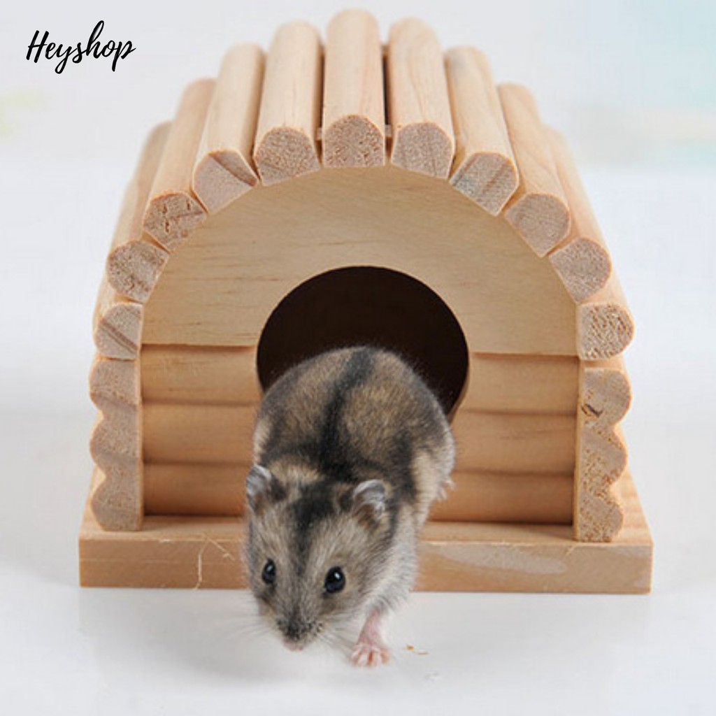 Carno Hamster Wooden House Small Animal Hideout Pet Home Dome Biting ...
