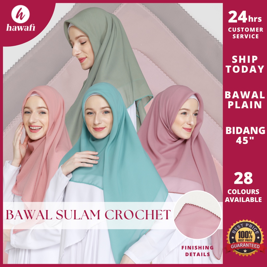 TUDUNG BAWAL SULAM CROCHET LACE | BAWAL CHIFFON VOILE / DOUBLE HICON ...