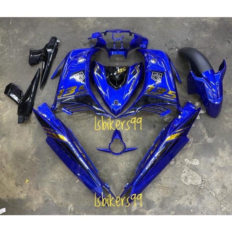 Yamaha Lc135 V6 V7 Cover Set Dpbmc With Custom Gold Sticker Shopee