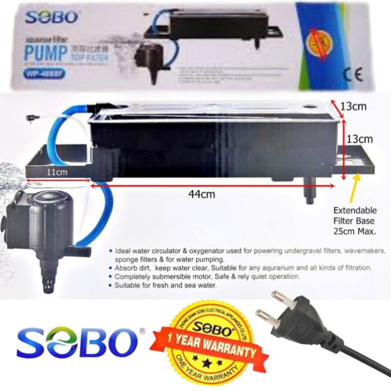 SOBO TOP FILTER FISH AQUARIUM WP-880F 1880F 2880F 3880F 4880F Set ...