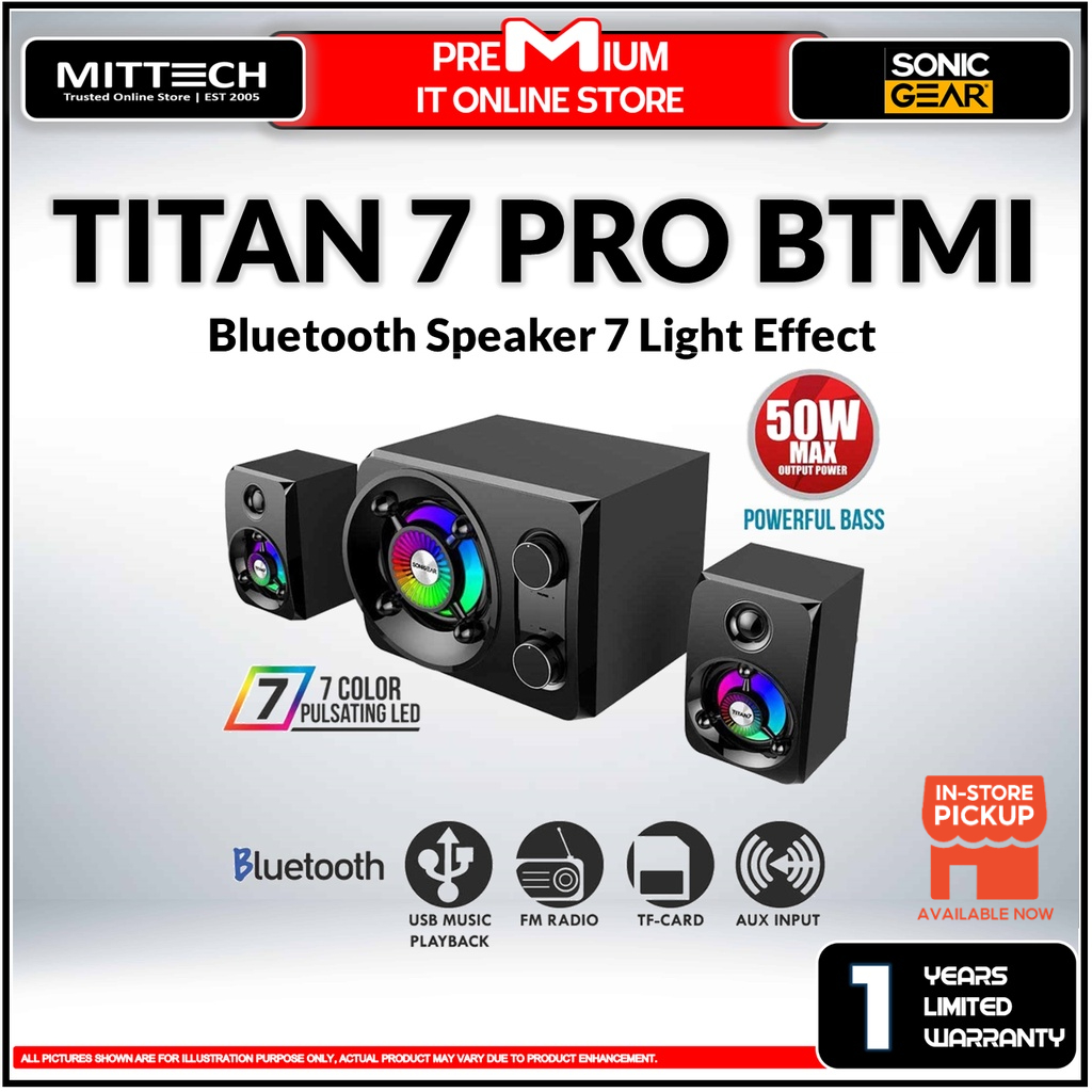 SonicGear Titan 7 Pro BTMI Bluetooth Speaker 7 Light Effect | Bluetooth ...