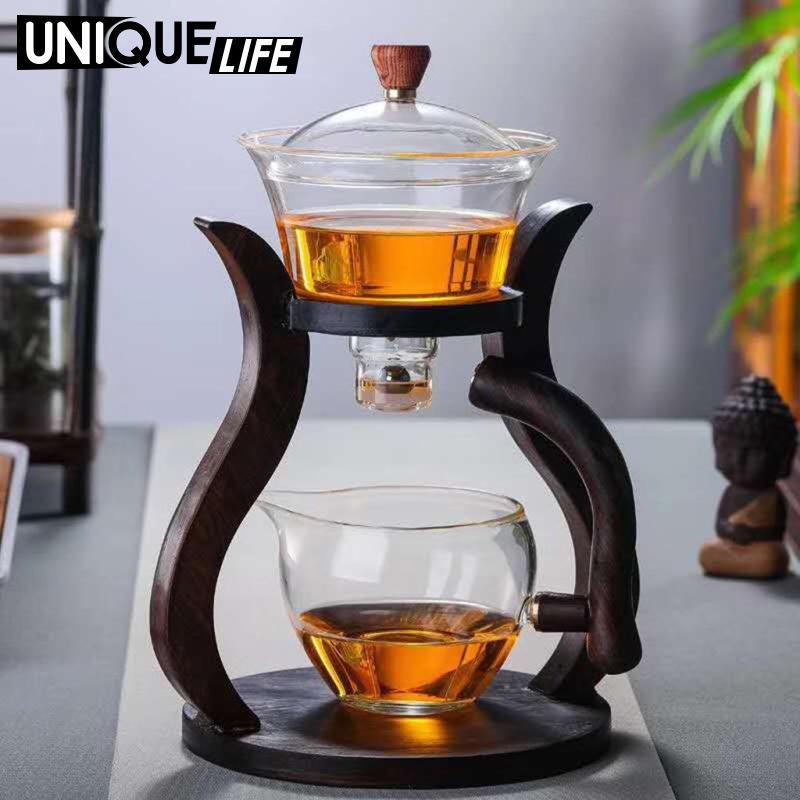 [ Lazy Kungfu Glass Tea Set Heat Resistant Tea Maker for Table Decor ...