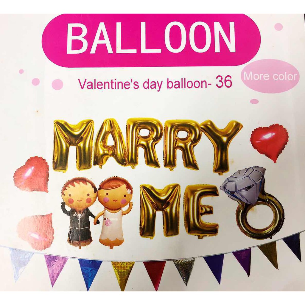 MU4667Y1) BALLOON MARRY ME 36 WITH RING SET | Shopee Malaysia