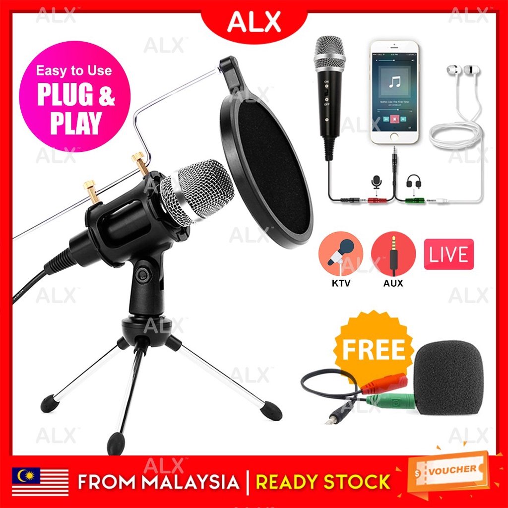 ALX LIVE Professional Microphone Plug N Play Mic Condenser Sound Studio ...