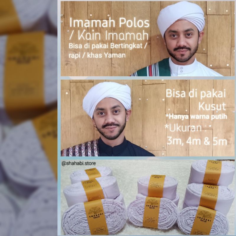 PUTIH Yemeni Long Plain Imamah [Pre Order Special Long Size] White ...