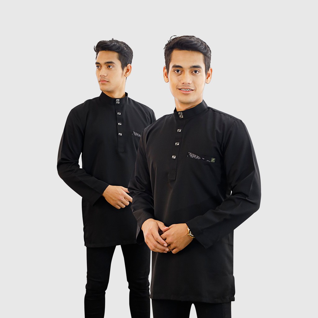 Kurta Sakura material sakura color Hitam | Kurta lelaki regular fit ...