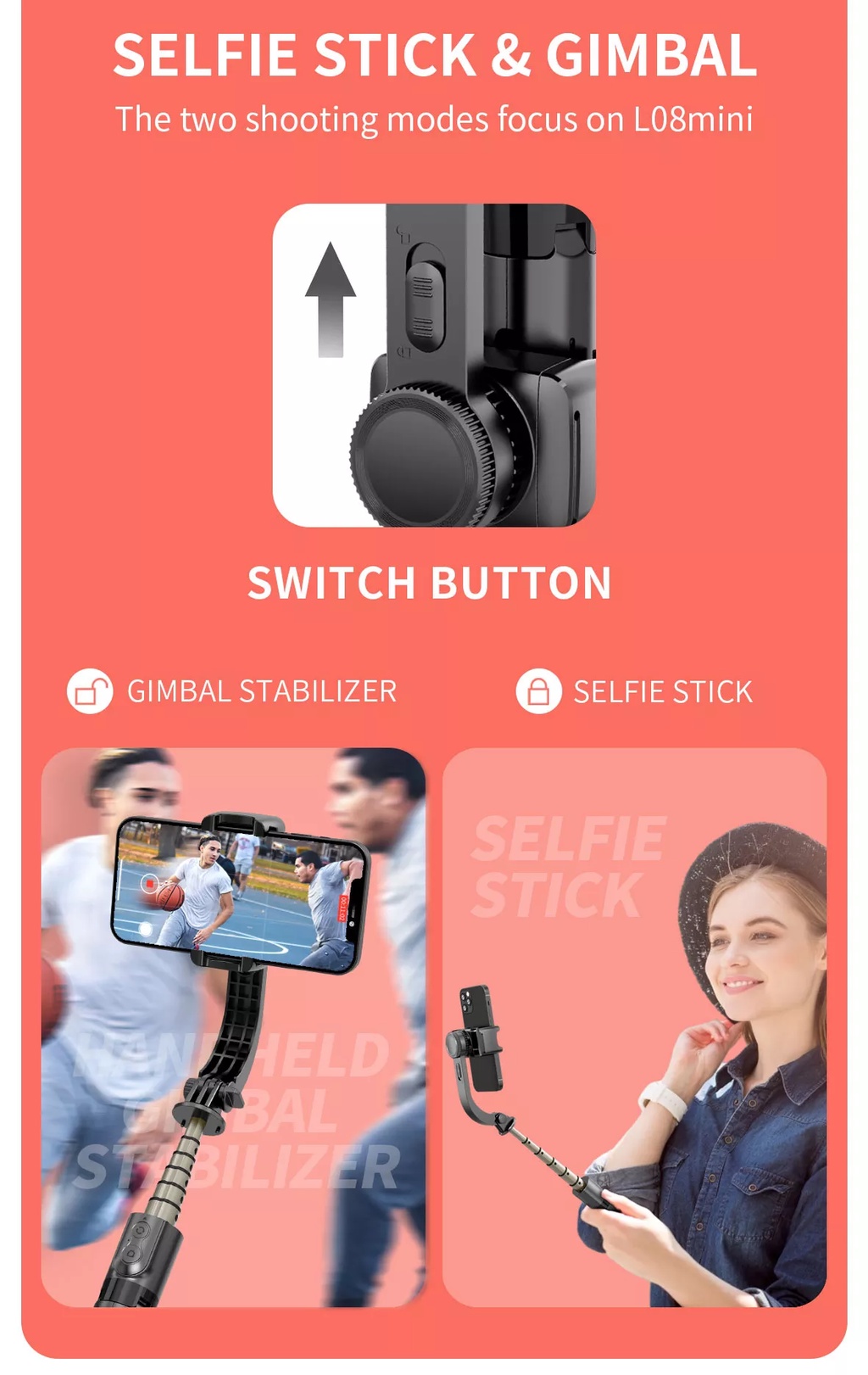 Gimbal Stabilizer L08 L09 Mobile phone stabilizer anti-shake handheld ...