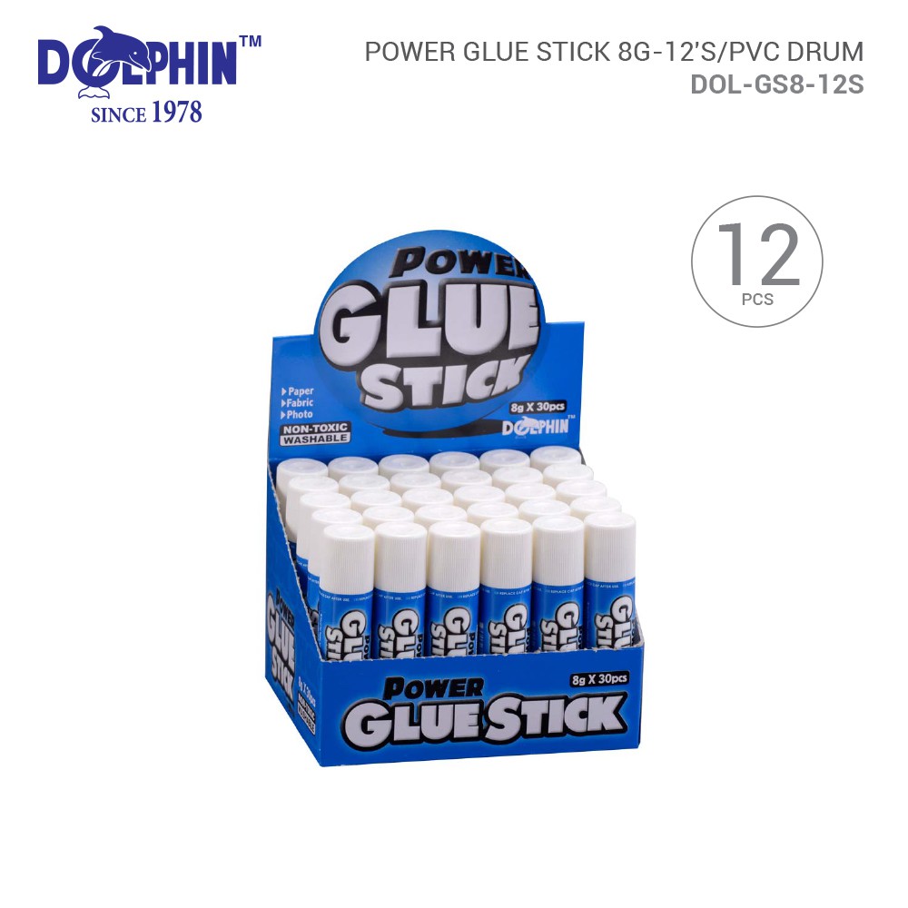 DOLPHIN Power Glue Stick 8G (12'S/Drum) DOL-GS8-12S | Shopee Malaysia