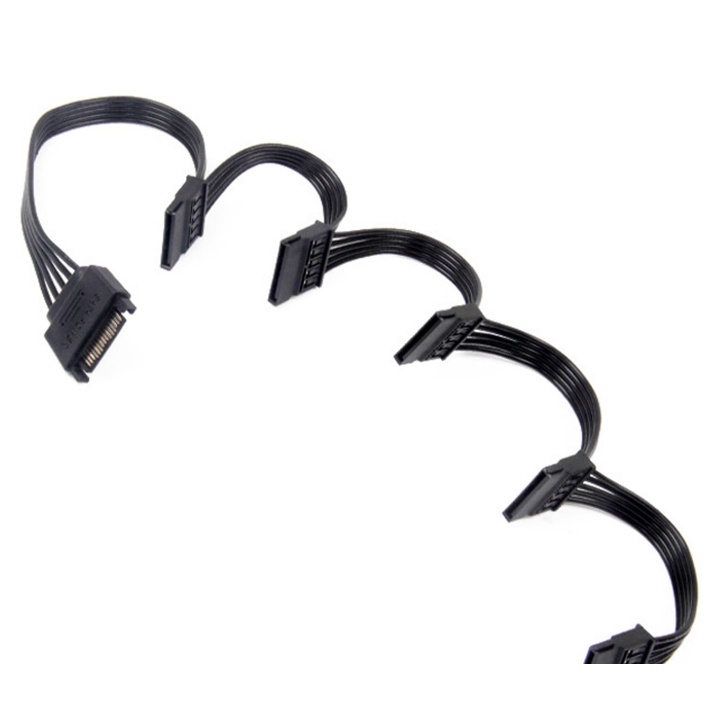 15Pin SATA Power Supply Splitter Cable Hard Drive 1 Male to 5 Female ...