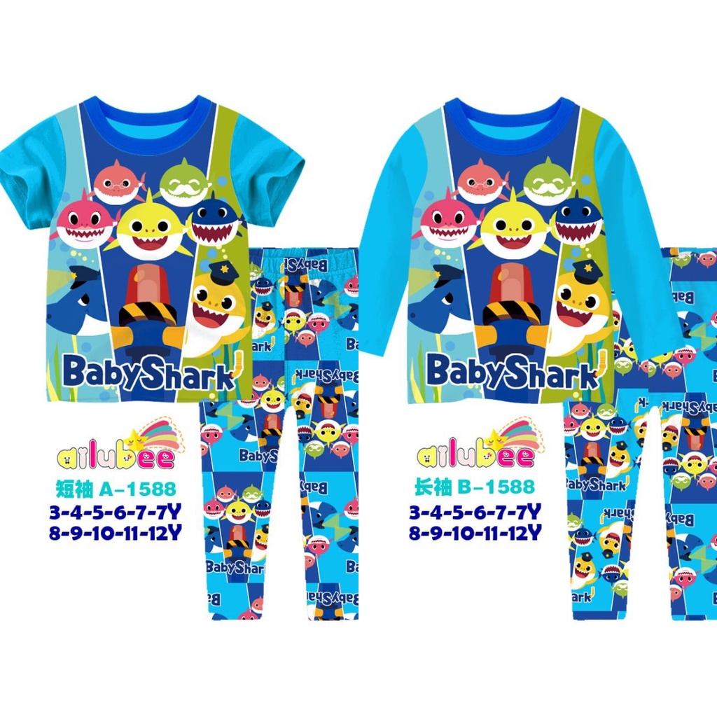 Ailubee BABY SHARK cotton pyjamas long short sleeves baby boy kids ...