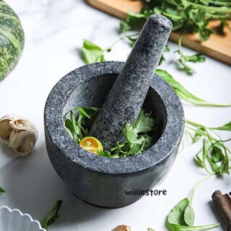 Japanese Style Black Stone Mortar Solid Granite Stone Pounder Mortar ...