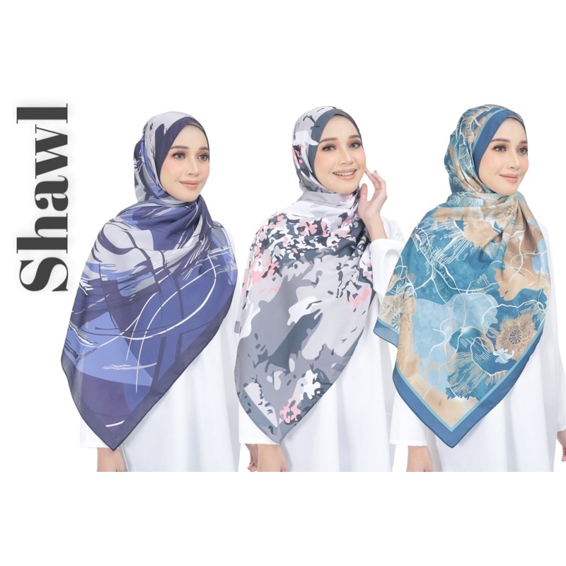 Shawl Printed Satin Matte Premium Panjang Eksklusif Shawl bercorak ...