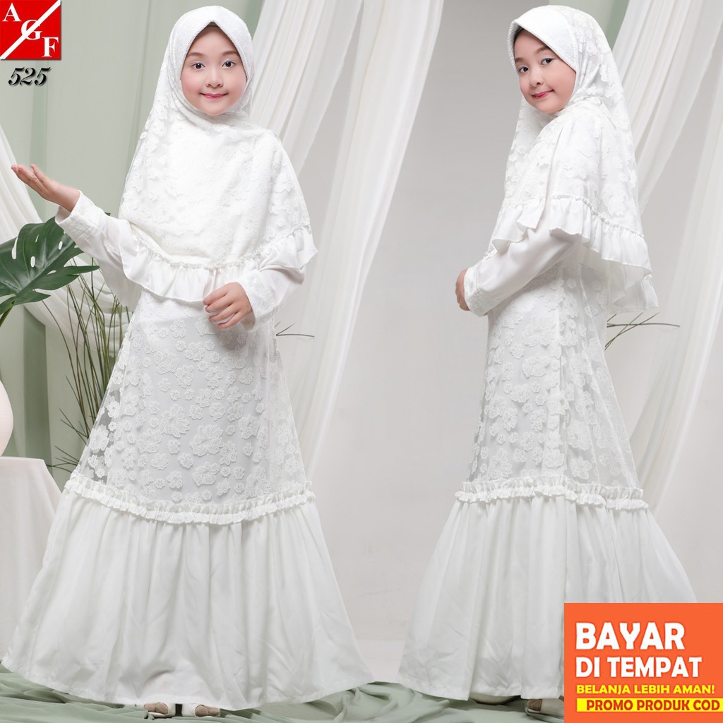 PUTIH Agnes Hijab - Dannis Kids Gamis For Girls & Adults Muslim Dress ...