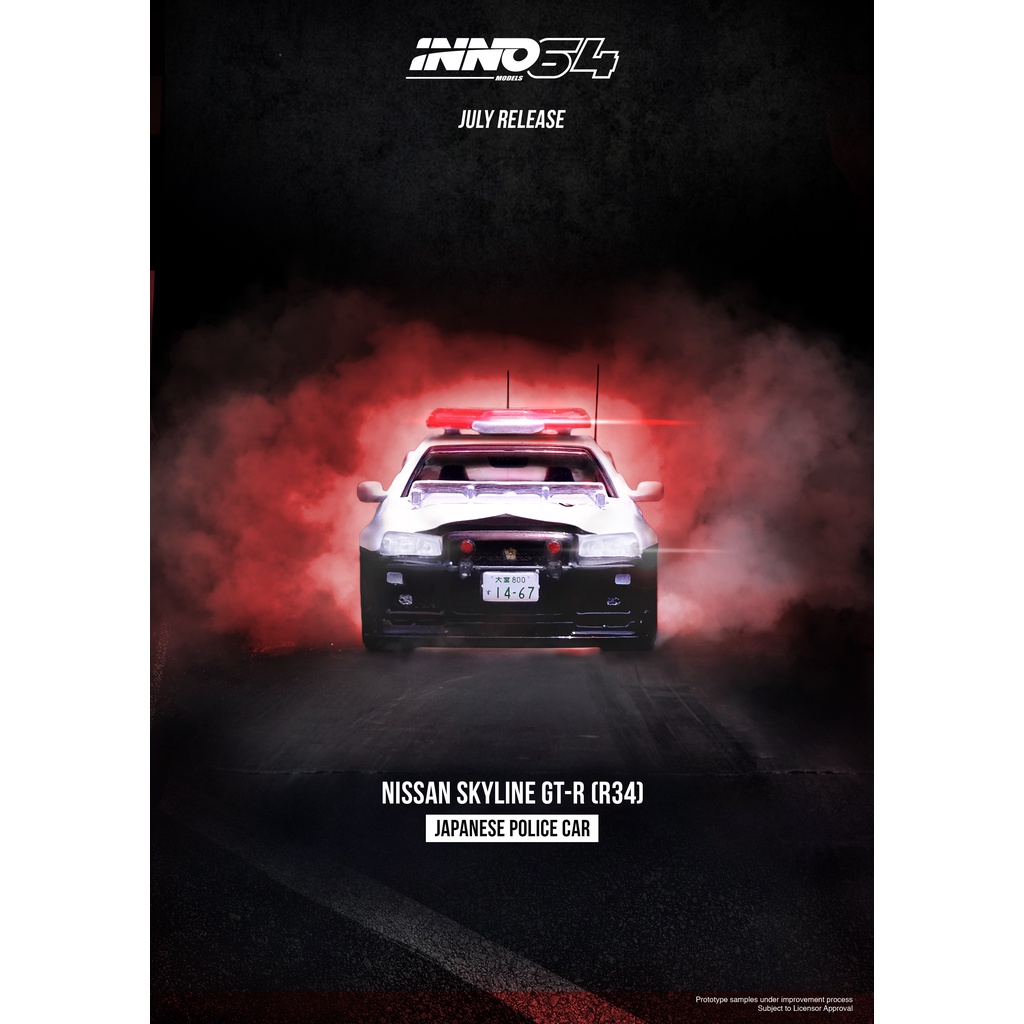 (NOT SEALED FOC PROTECTOR) INNO MODELS INNO64 1/64 NISSAN SKYLINE GT-R R34 JAPANESE POLICE CAR ...