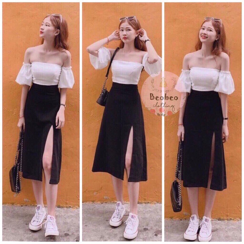 Umi slit skirt with inner lining | Shopee Malaysia