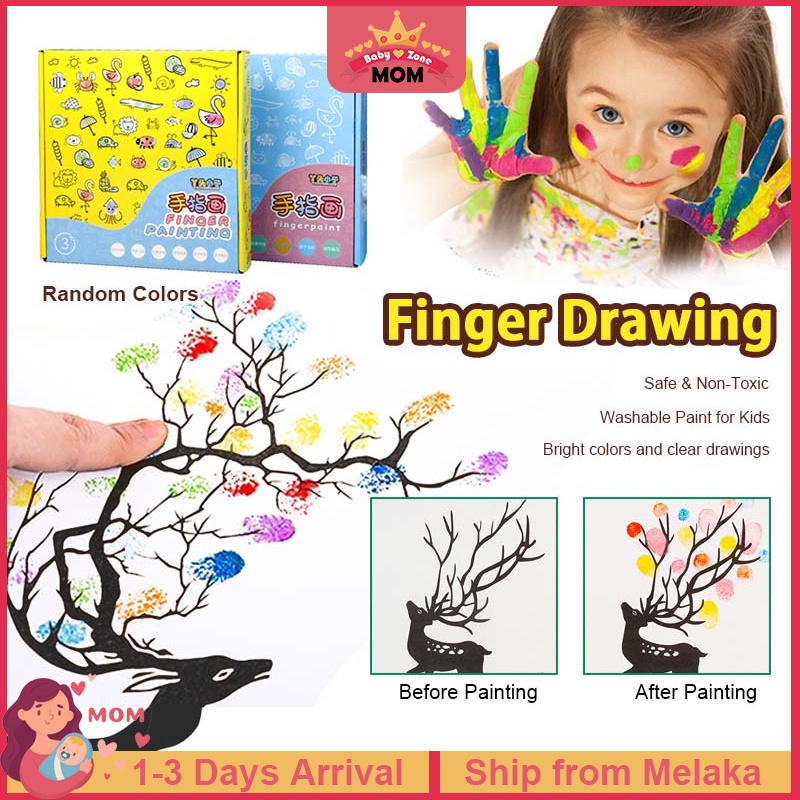 Cartoon Kids Finger Painting Craft Colorful Diy Finger Paint Education ...