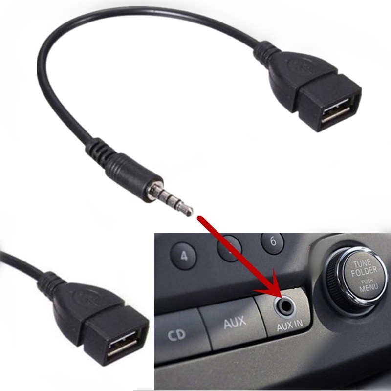 3.5mm Male Audio Jack to USB Female OTG Converter Adapter Cable For Car ...