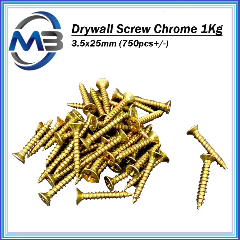 Drywall screw white #6x1" /screw putih 1kg | Shopee Malaysia