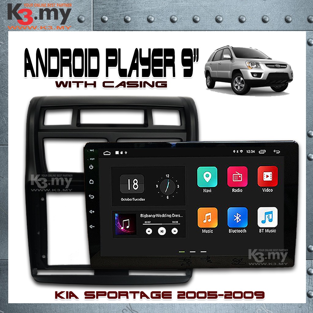 Kia Sportage 2005-2009 9'' Android Player GPS Waze + Casing (Set) Plug ...