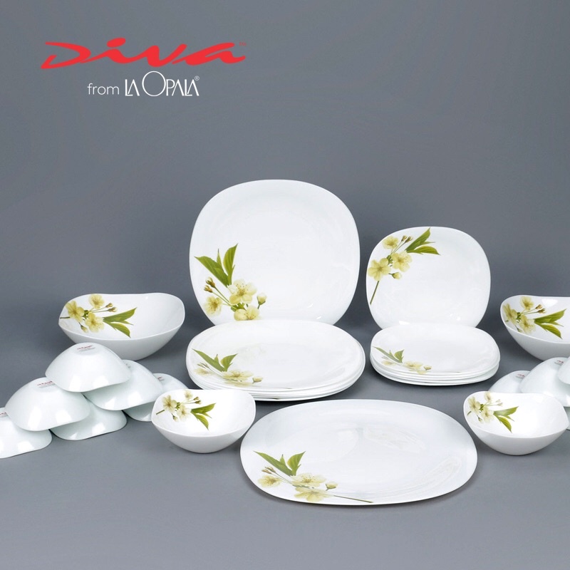 Diva Ivory S.D Square Glass Dinnerware (La Opala) | Shopee Malaysia