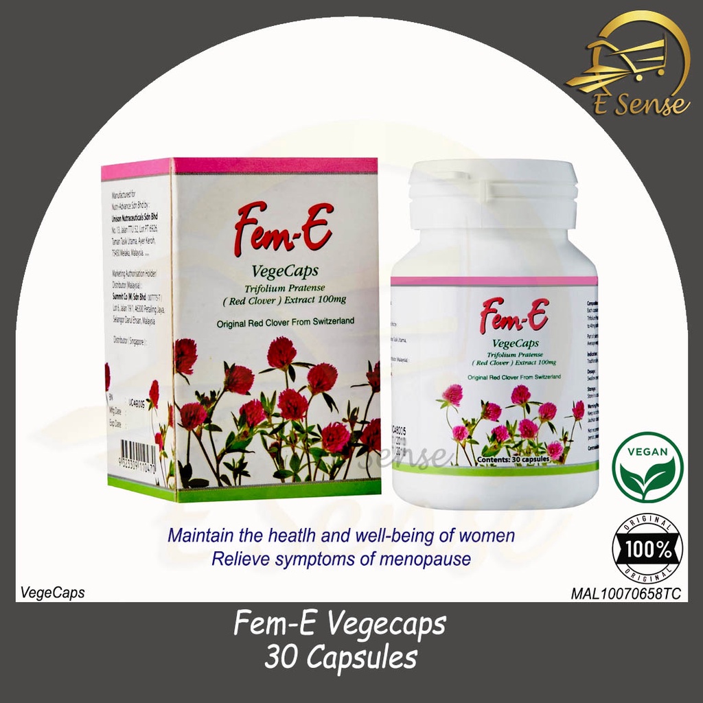 [E SENSE] Fem-E Capsules 30 VegeCaps (Swiss Red Clover For Menopausal ...