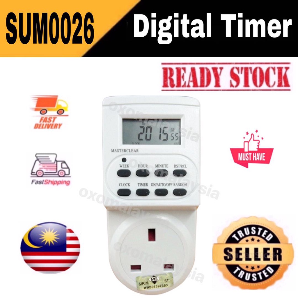 Sum0026 Digital Timer Backup Battery 7 Days 13A Timer Plug (Sirim ...