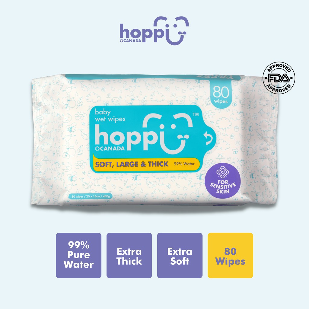Hoppi Premium Baby Wet Wipes (80 Wipes) | Shopee Malaysia
