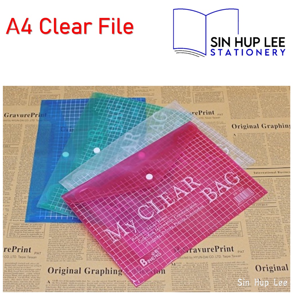 A4 PVC Clear File With Button | Shopee Malaysia