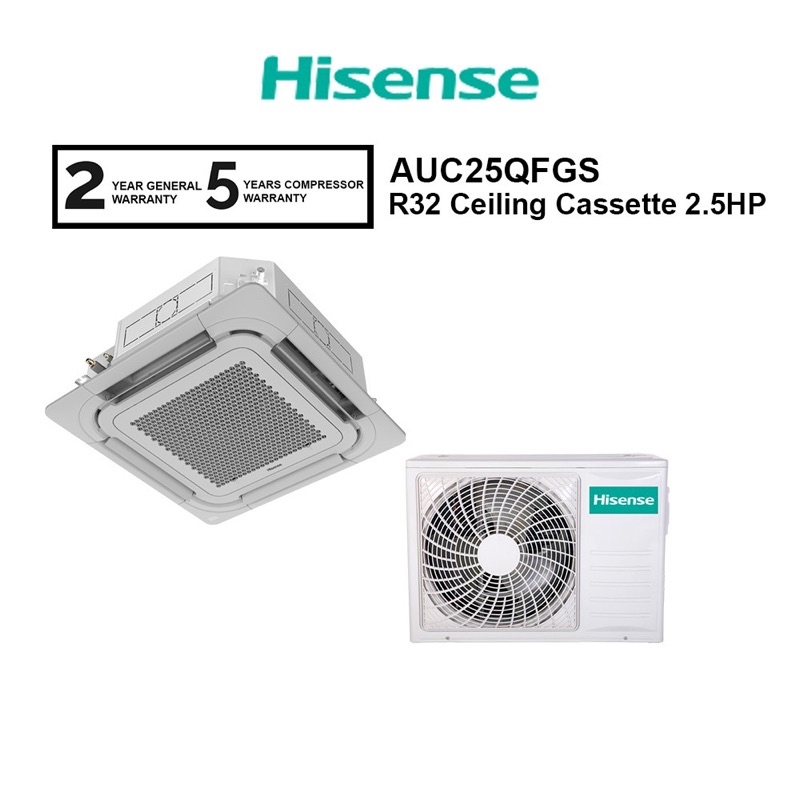Hisense Ceiling Cassette Type Air Cond (2.5HP R32) AUC25QFGS | Shopee ...