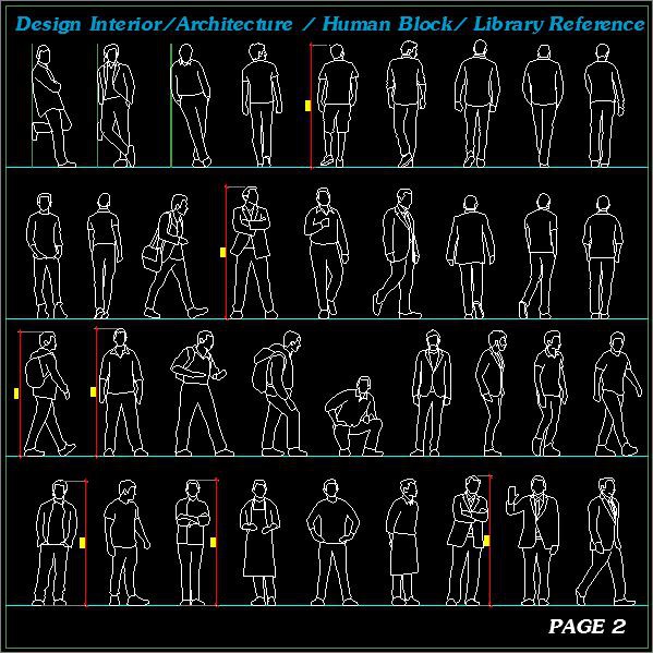 AutoCad 2D Service template Blocks Human Figure dimension / Library ...