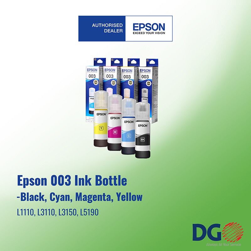 ORIGINAL 100% Epson Ink 003 Series for Printer L1110 / L3100 / L3101 ...